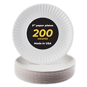 Perfect Stix 9" Uncoated Paper Plates- White, Pack of 200