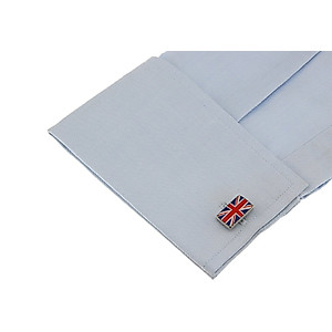 MRCUFF United Kingdom Flag Great Britain Union Jack British Pair Cufflinks in a Presentation Gift Box & Polishing Cloth