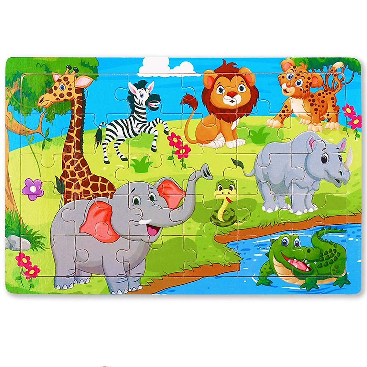 Wooden Jigsaw Puzzles for Kids Age 3-5 Year Old 30 Piece Colorful Wooden Puzzles for Toddler Children Learning Educational Puzzles Toys for Boys and Girls (4 Puzzles)