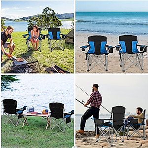 SHSYCER Oversized Camping Chair, Folding Chair for Beach, Heavy Duty Portable Chair with Armrest, Cooler Bag, Side Pocket, Cup Holder for Outdoor