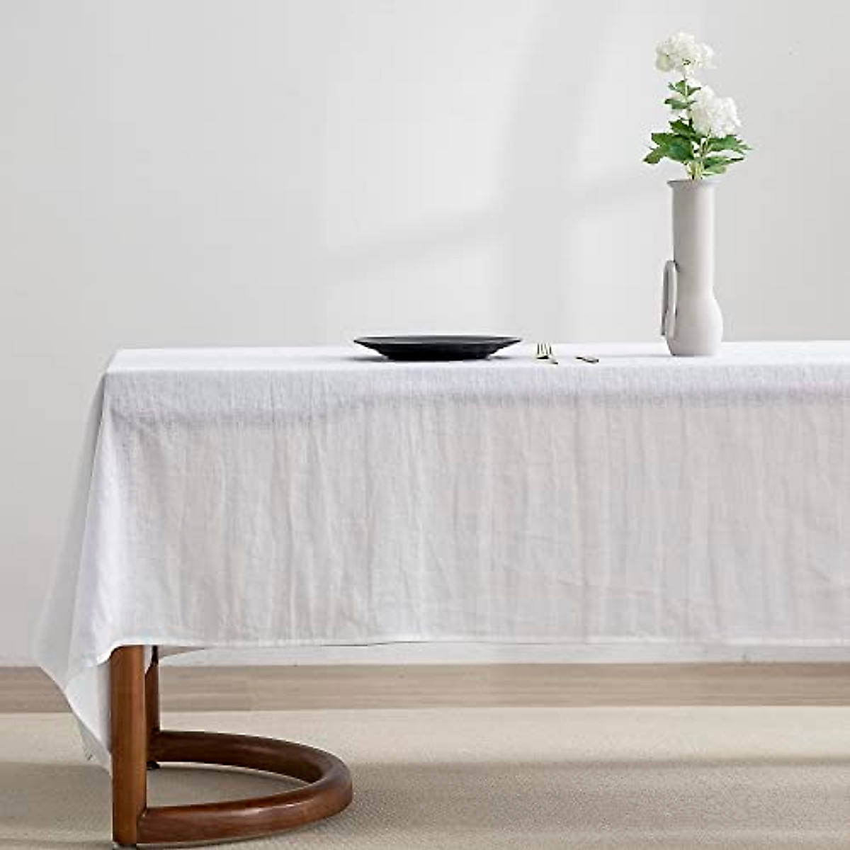 EVERLY 100% Pure Linen Rectangle Tablecloths 60x120Inches for Dining, Buffet Parties, Picnic,Events, Weddings and Restaurants, Decorative Halloween, Thanksgiving Machine Washable Tablecloths-White