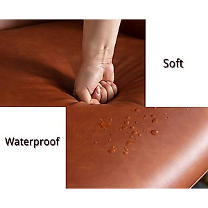 CIMOTA Leather Rocking Chair Nursery, Modern Armchair Tufted Wingback Comfy Rocker Chair with Thick Padded Seat for Nursery/Bedroom/Living Room, Faux Leather Retro Brown