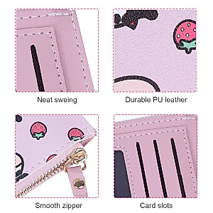 Sunwel Fashion Girls Cute Cow Print Small Wallet Zipper Coin Pouch Cash Pocket Card Holder ID Window for Women
