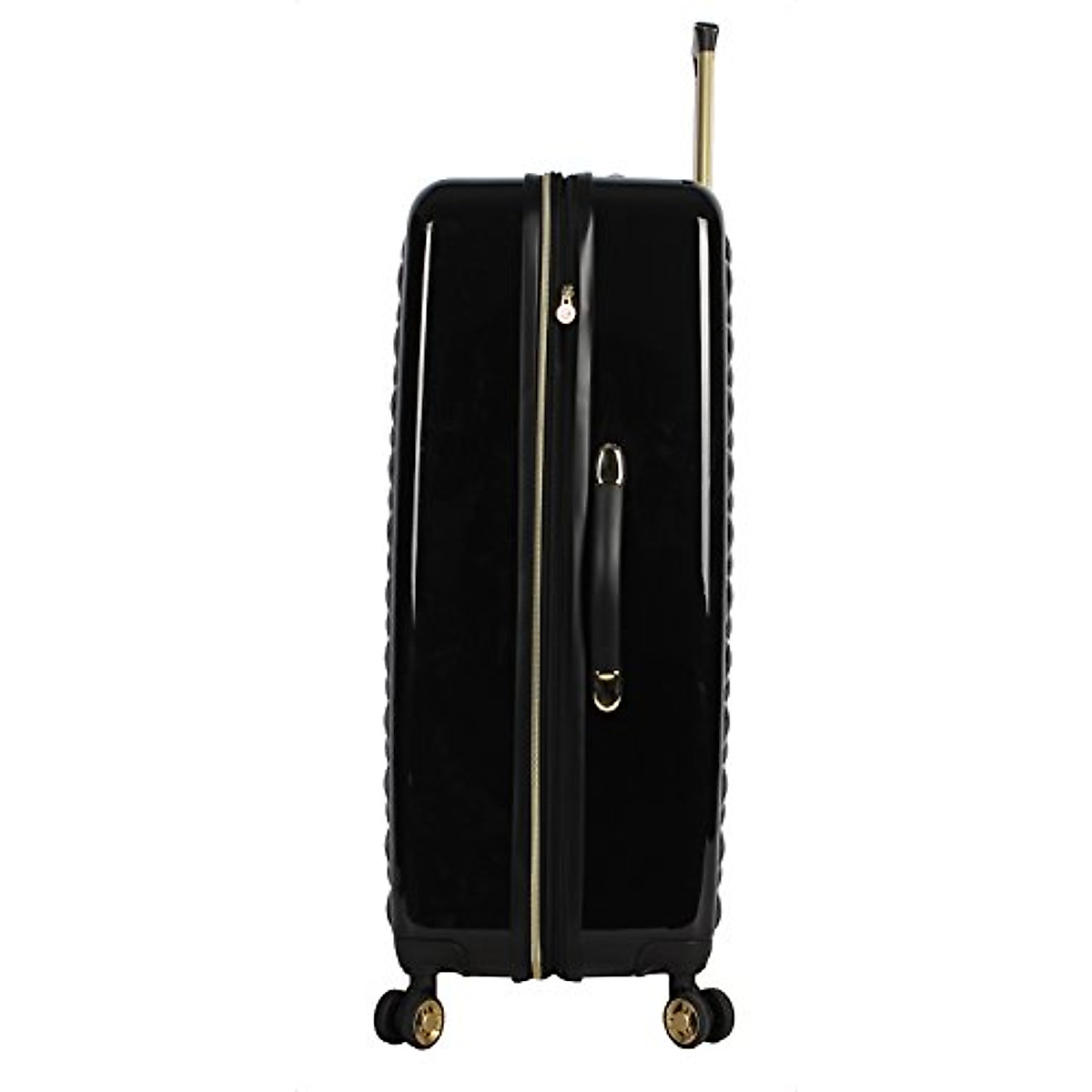 Betsey Johnson 30 Inch Checked Luggage Collection - Expandable Scratch Resistant (ABS + PC) Hardside Suitcase - Designer Lightweight Bag with 8-Rolling Spinner Wheels (Heart to Heart Black, 30in)