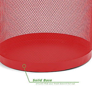 Mind Reader Mesh Trash Can, 16.65L (4.4 gal), Waste Paper Basket, Round, Office, Metal Mesh, 11.5" L x 11.5" W x 13.75" H, Red