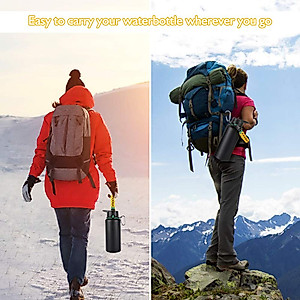 Accmor Water Bottle Handle for 12oz to 64oz Old Version Wide Mouth Hydro Flask, Bottles Accessories Paracord Strap Carrier with Safety Ring and Carabiner for Hiking (Yellow Flower)