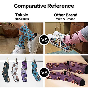 Taksie Custom Face Socks with Picture, Personalized Socks with Photo Customized Unisex Funny Crew Sock Gifts for Men Women