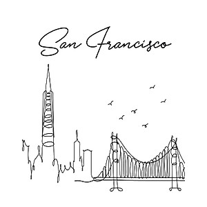 San Francisco City Skyline CityScape Wall Art - 11x14 UNFRAMED, Minimalist Line Art Black & White Decor Prints. A Perfect Gift for Anyone Who’s Ever ‘Left Their Heart in San Francisco”!