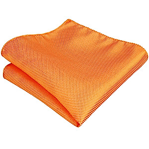 Alizeal Mens Solid Mini Squares Formal Banded Pre-tied Bow Ties Set-Orange