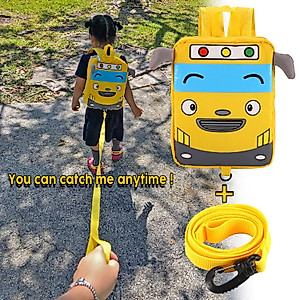 willikiva Little Cute Bus Mini Toddler Travel School Backpack for Kids Boys Girls to Preschool Waterproof Children with Safety Harness Leash Chest Strap Bag(Yellow)
