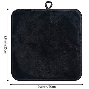 SINLAND Microfiber Makeup Remover Cloths Reusable Face Towel Soft Facial and Skin Care Wash Cloth 9.8Inchx9.8Inch 6 Pack Black
