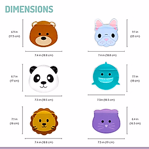 melii Reusable Snack Bags - Bulldog, Cat, Lion, Panda, Bear & Shark