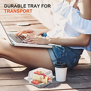 AQSXO 100 Pcs Clear Plastic Take out Containers,Disposable Clamshell Dessert Container with Lid, for Salads, Pasta, Sandwiches (5x4.7x2.8 in).