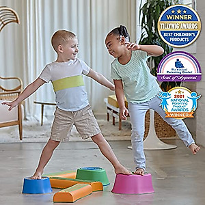 edxeducation Step-a-Trail - 6 Piece Backyard Obstacle Course for Kids - Indoor and Outdoor - Build Coordination and Confidence - Physical and Sensory Play