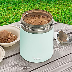 Tovolo Stainless Steel Traveler (Mint/White) - 2 Quart Insulated, Vacuum-Insulated, Reusable, BPA-Free Container for Homemade Ice Cream, Freezer Food, & Hot Food