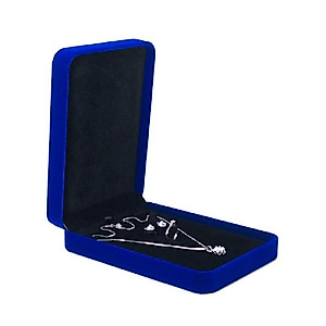 JunningGor Wedding Jewelry Sets Velvet Box Necklace Earring Ring Display Case Storage Holder (Vertical Opening Royal Blue)