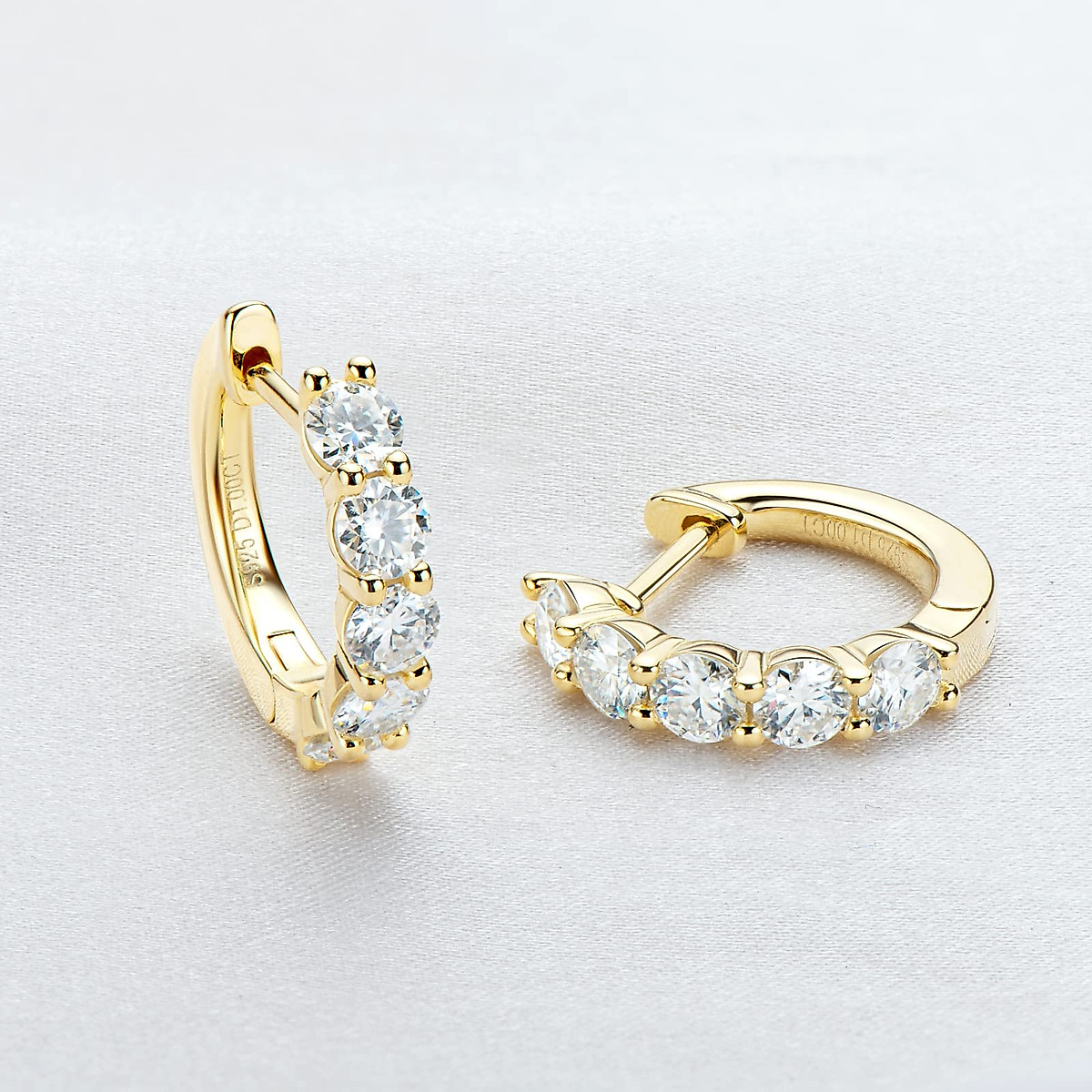 AINUOSHI Moissanite Hoop Earrings for Women, D-E Color Moissanite Simulated Diamond, 925 Sterling Silver with 14K Gold Plating, Hypoallergenic, Jewelry Box Packed