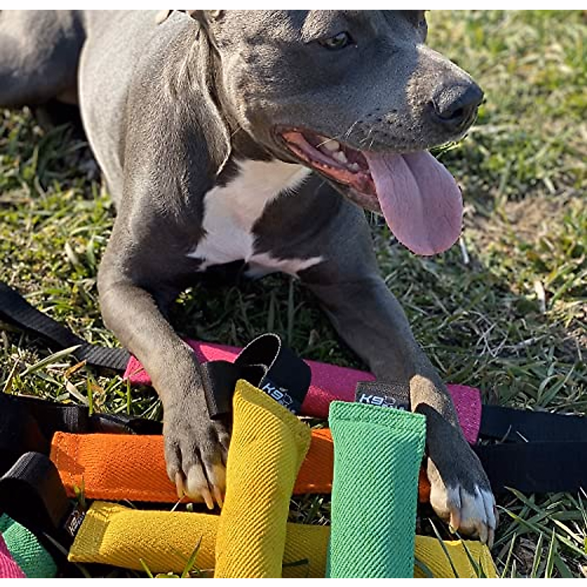 K9 Dog Tug Toy for Interactive Tug of War - Tear Resistant French Linen - Super Durable Yet Soft for Dog's Teeth. Perect for :Tug of War, Schutzhund,Agility,Ring Sport,PoliceK9,and More. -Orange-