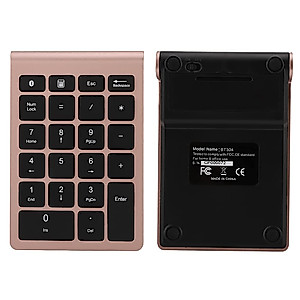 Jopwkuin Bluetooth Number Pad, 22 Keys Number Keypad with Shortcut Key, 10Keys Portable Financial Accounting Number Pad, Bluetooth 5.0 Numeric Keyboard for Laptop, PC, Desktop, Pad(Rose