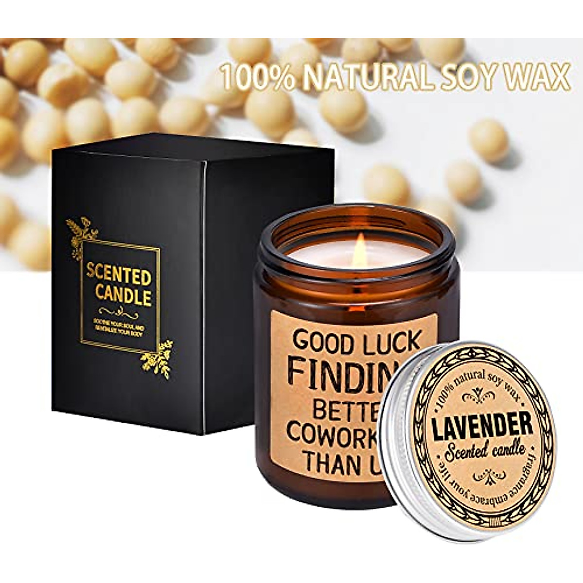 Lavender Scented Candle - Going Away Gift for Coworker Women Men Goodbye, Farewell, Leaving Gifts for Colleague Boss Co-Worker Friends - Good Luck Finding Better Coworkers Than Us