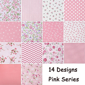Nodsaw Pink Charm Packs for Quilting 5 inch - 5x5 Charm Squares Precut Quilting Fabric - 100% Cotton Fabric Squares for Sewing DIY Patchwork (42Pcs) ﻿