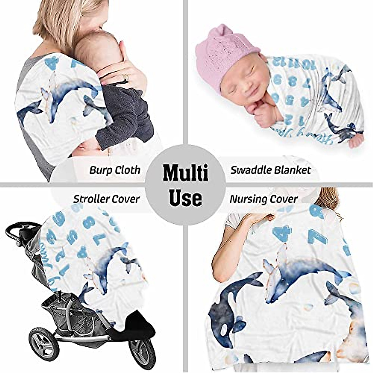 Personalized Whale Baby Blanket,Whale Blanket,Baby Blanket Whale,Baby Whale Security Blanket,Baby Whale Theme,MIlestone Whale Blanket For Kids,Swaddle Blanket Whale,Baby Boy Whale, Baby Blanket Ocean