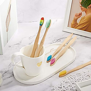 40 Pieces Bamboo Toothbrushes Charcoal Toothbrush Biodegradable Tooth Brush Natural Bamboo Toothbrushes with BPA-Free Nylon Bristles in 8 Colors