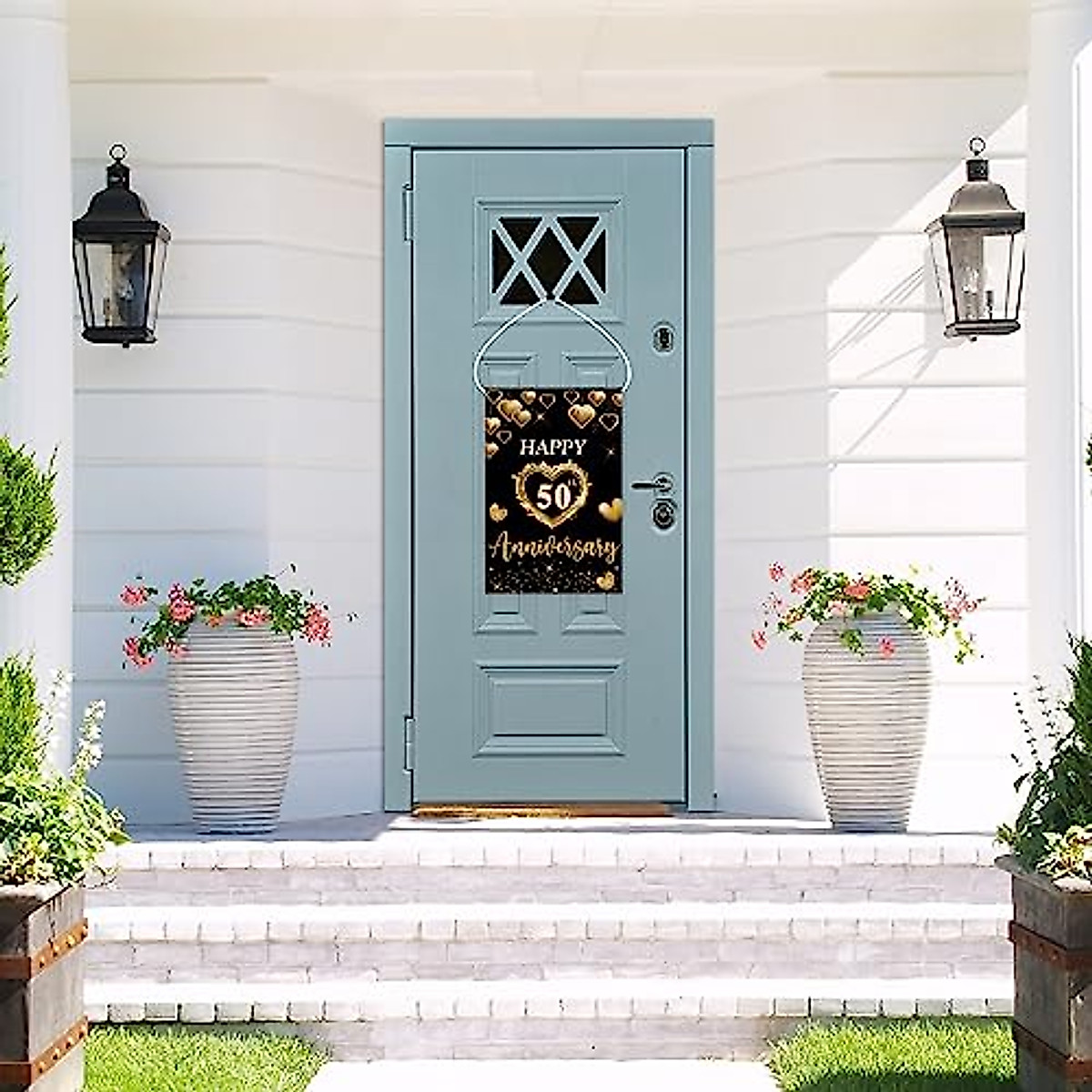 Kimini-Ki Happy 50th Anniversary Garden Flag, 50th Wedding Anniversary Yard Sign Decoration, Cheers to 50 Years Ground Flag, 50th Anniversary Celebration Party Ootdoor Indoor Decorations, Double-sided Printing