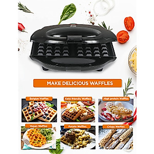 Commercial Chef Waffle Maker, Nonstick Mini Waffle Maker, Easy-to-Clean Electric Waffle Iron for Breakfast Waffles with Power on Light Thermostat
