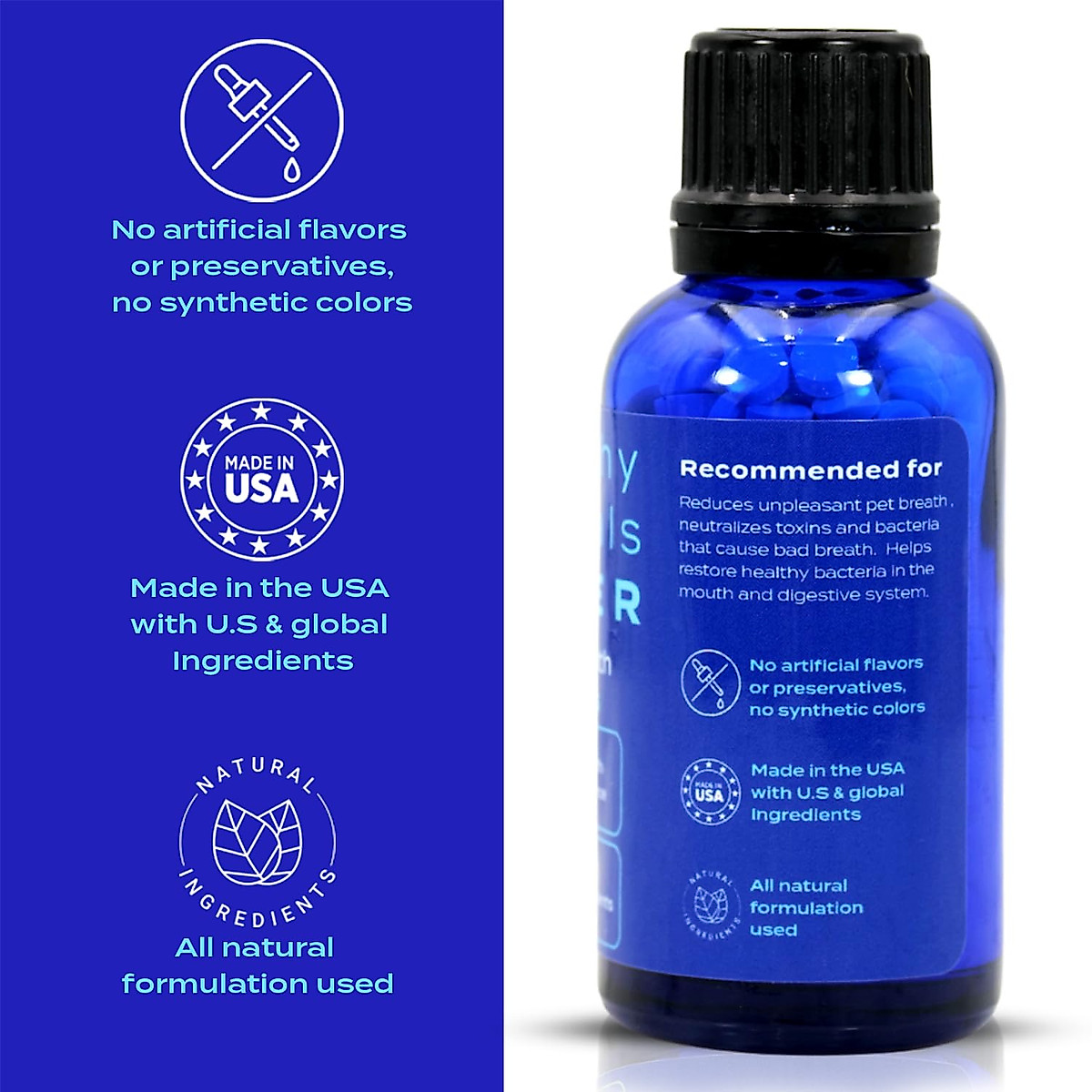 HealthyAnimals4Ever Bad Breath for Dogs Pellets - Dissolvable - No Brushing - for Clean Teeth, Plaque & Tartar Control - All-Natural, Non-GMO, Organic - Preservative & Chemical Free - 300 ct