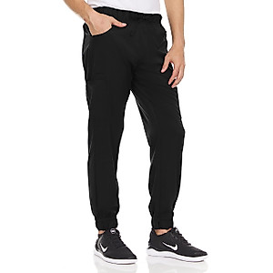 MediChic Mens Scrubs Stretch Scrub Joggers Pants with Six Pockets, Available in Over Eight Colors Black