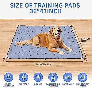 Non-Slip Washable Pee Pads for Dogs, 2 Pack Large 36"x41" Ultra-Absorbent and Leak-Proof Reusable Potty Training Pads for Dogs and Cats Puppy Pads of Add 8 Lanyards