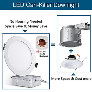 YALANO 12 Pack Ultra-Thin Recessed Lighting LED 6 Inch, Ceiling Light with Junction Box, 4000K Cool White, 12W (110W Equivalent), 5-100% Dimmable Recessed Lights Fixtures,1100LM High Brightness - ETL