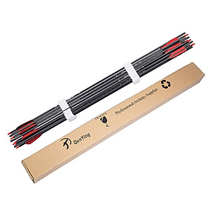 Pinals Archery 300 340 400 Spine Carbon Arrows for Compound Bows Traditional Recurve Bow Longbow 30 Inch Shafts Hunting Target Arrow 12PCS Spine 300