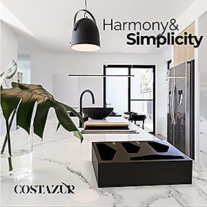 COSTAZUR Ziplock Bag Storage Organizer- Acrylic Black - Bag Organizer for Snack, Sandwich, Quart & Gallon Size - Fits in Kitchen Drawer, Cabinet or Wall Mount with Hardware - Housewarming Gift