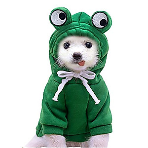 Dog Clothes, Dog Sweatshirt Hoodie Fleece Sweater Frog Coat Outfit Winter Warm Cat Clothes for Puppy Small Medium Dogs (S)