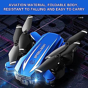 Drone with 8K Dual Camera for Adults Kids 8-12, Multi-directional Automatic Obstacle Avoidance UAV HD Aerial Photography Toy Radio-controlled Aircraft Quadcopter, Gesture Photo/Video (Blue)