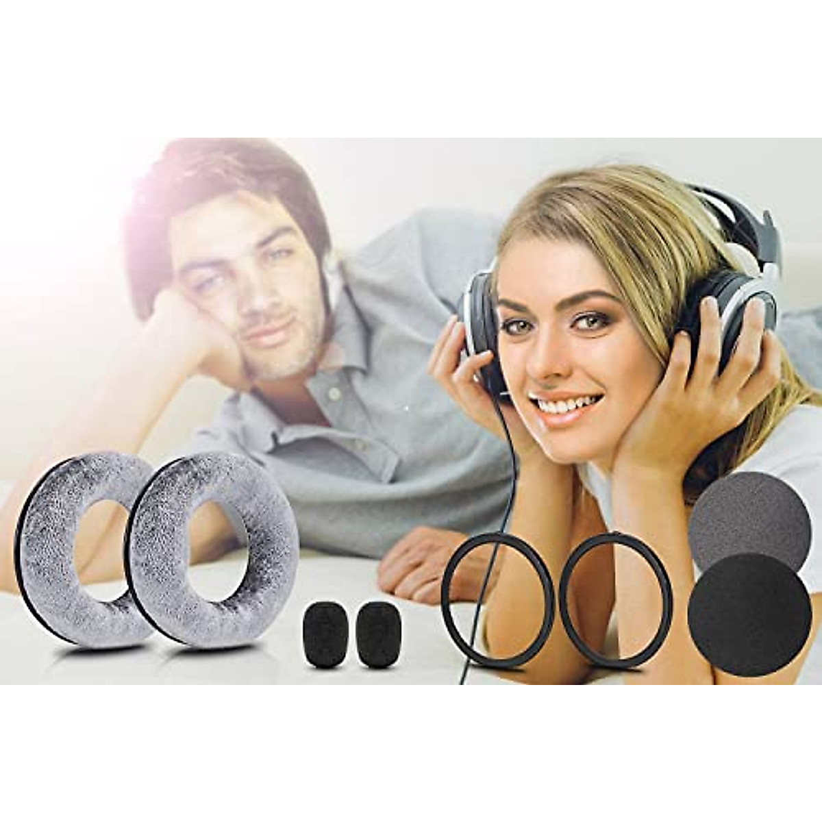LTYIVABHTTW Earpads Compatible with DT 770 Pro, DT 880 Pro, DT 990 Pro, DT 1770 Pro, MMX 300, DT 1990 Pro, DT 177X, T 90 Headphones (Silver Grey Velour)
