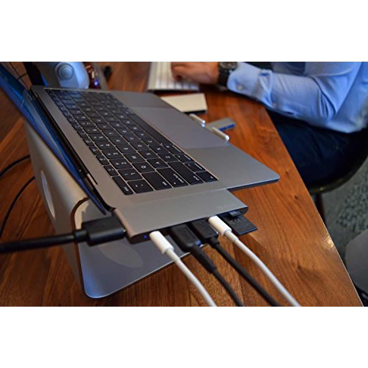 Tovatec Aluminum USB C Adapter Hub for 2016/2017 MacBook Pro 13 and 15 40Gbs Thunderbolt 3, 4k HDMI, Pass-Through Charging, Space Gray, 4.5"