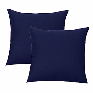 Augld 2Pack Outdoor/Indoor Throw Pillow Cover, Waterproof Solid Pillow Case Navy 18"x18"