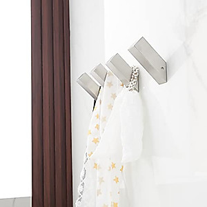 BWE 4 Pack Brushed Nickel Towel Hooks Wall Mounted Coat Robe Hook Holder SUS 304 Stainless Steel Heavy Duty Wall Hooks Modern for Bathrooms Kitchen Bedroom Hotel