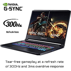 acer Predator Triton 500 PT515 15.6" FHD IPS 300Hz Gaming Laptop, 10th Gen Intel 6-Core i7-10750H, 64GB RAM, 2TB PCIe SSD, NVIDIA GeForce RTX 2070 8GB, RGB Keyboard, Windows 10 Home + HDMI Cable