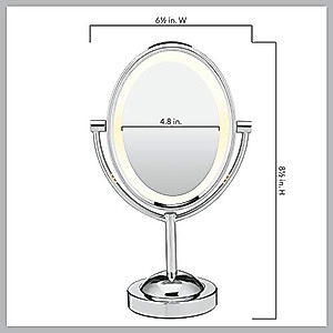 Conair Lighted Makeup Mirror with Magnification, Oval Mirror, LED Vanity Mirror, 1X/7X Magnifying Mirror, Double Sided Mirror, Corded in Polished Chrome