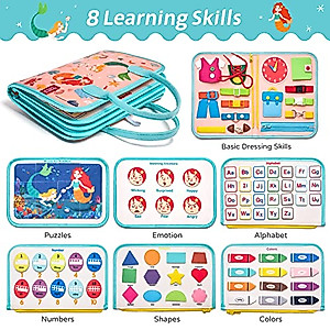 Giant Cabbage Busy Board Sensory Toys for Toddlers 2 3 4, Toddler Travel Activities Educational Toys, Montessori Toys for 2 3 4 Year Old Gilrs Boys Gift, Mermaid