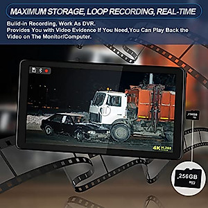 Vekooto RV Camera System, 4K Backup Camera with 10.36'' Touch Screen, Waterproof 4 AHD Rear Side View Camera, for Truck/Semi-Trailer/Camper/RV/Bus, 32GB Micro SD CardT9