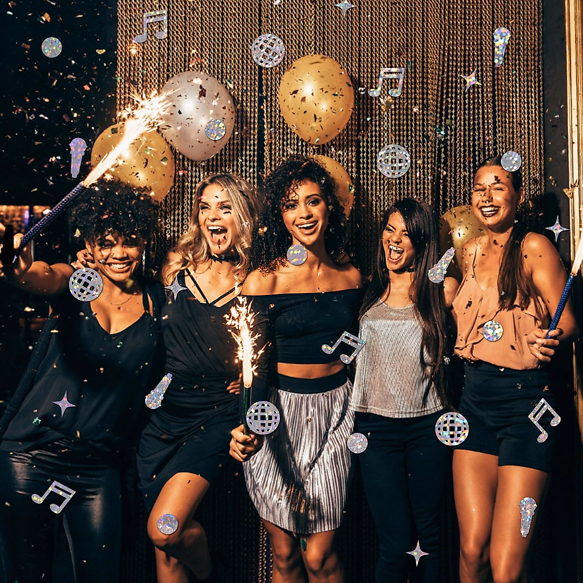 Blopee 230PCS Disco Confetti, Glitter Disco Ball Party Decorations, Mini Disco Ball Confetti and Music Note Confetti for Disco/Music Party Decorations