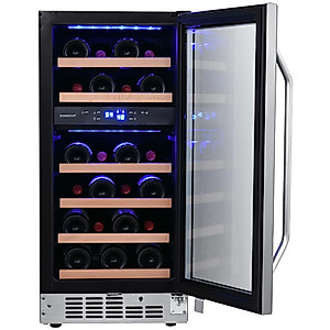 EdgeStar CWR263DZ 15 Inch Wide 23 Bottle Built-In Wine Cooler with Dual Cooling Zones