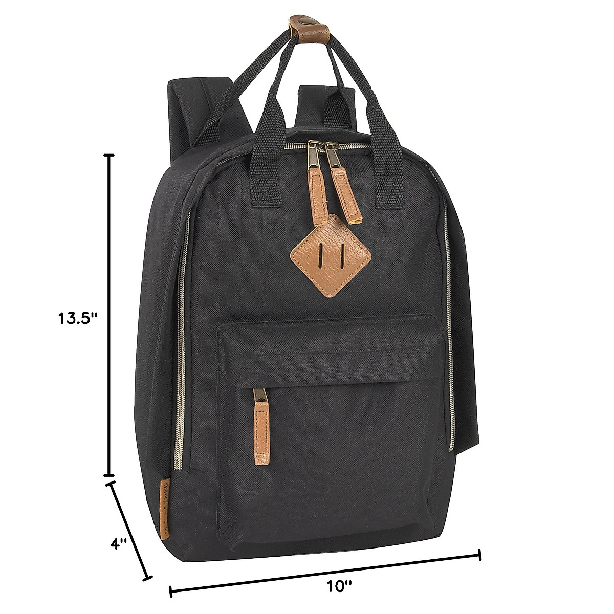 MADISON & DAKOTA Canvas Mini Backpack for Everyday & Day Pack Rucksack in Solid Color Blocks (Black)