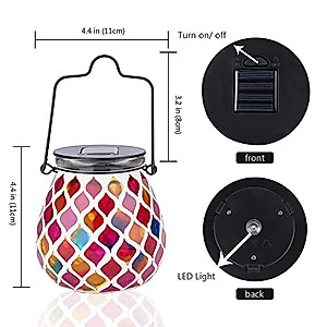 Mosaic Solar Lanterns - Solar Hanging Lanterns Outdoor Waterproof Solar Table Lights for Garden, Patio, Party, Yard, Outdoor Decor (Diamond)