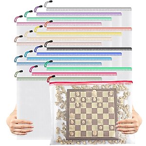 Umriox 16 Pack Large Zipper Bags 16.9x12.4 in, A3 Mesh Zipper Document Pouch for Organizing, Storage Bags with Zipper for Board Game, Puzzles, Sewing Project, Travel Supplies